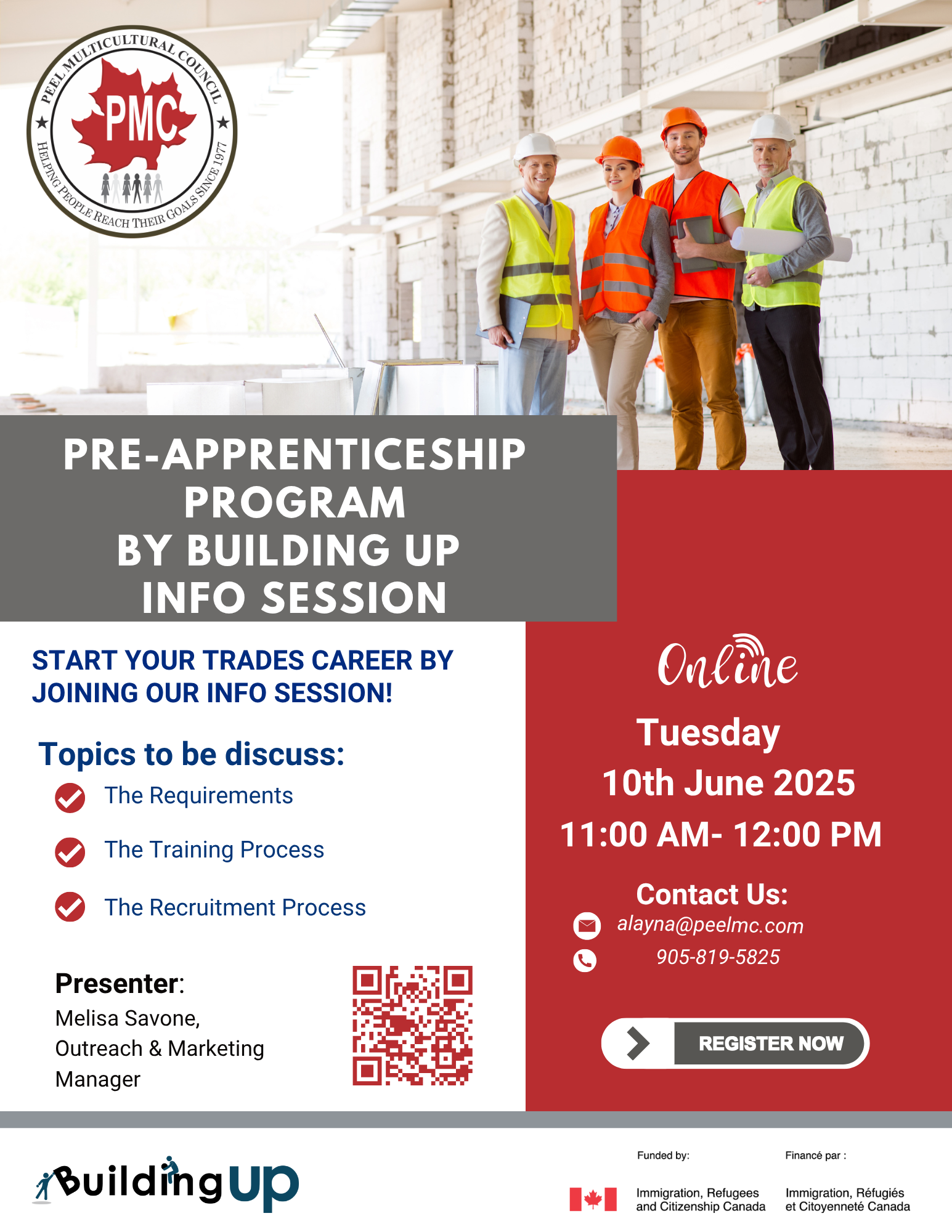 PRE-APPRENTICESHIP PROGRAM BY BUILDING UP – Peel Multicultural Council