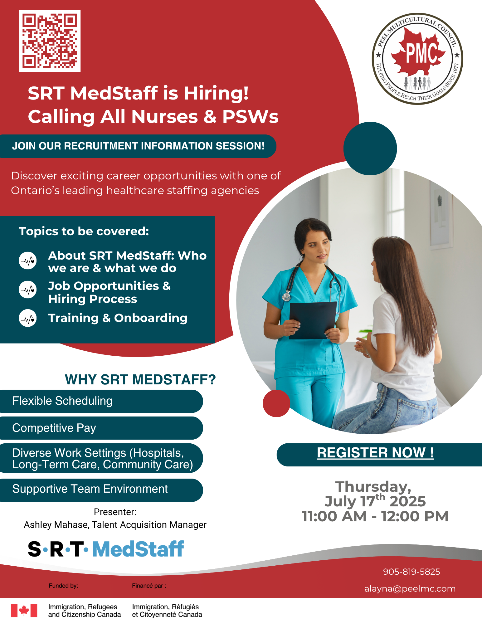 SRT MedStaff Hiring Info Session- JUL 2025 – Peel Multicultural Council
